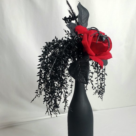Hand Crafted | Holiday | Halloween Centerpiece Red Rose With Creepy ...